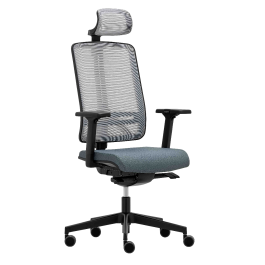 Rim FLEXi bureaustoel, grijs, met hoofdsteun